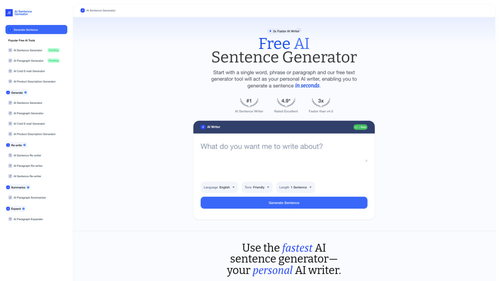 AI Sentence Generator: Reviews, Features, Pricing, Guides, and Alternatives