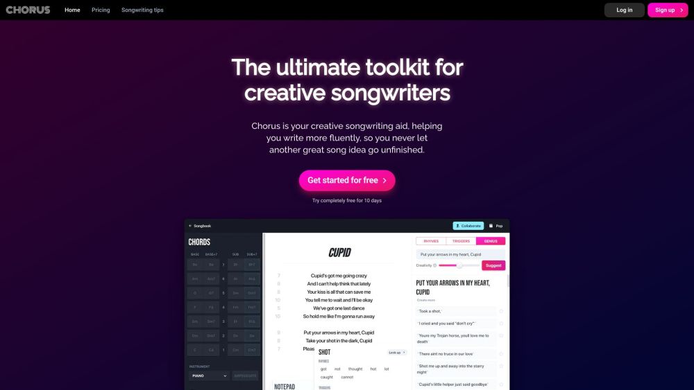 Chorus Songwriting App and Lyrics Assistant: Reviews, Features, Pricing ...