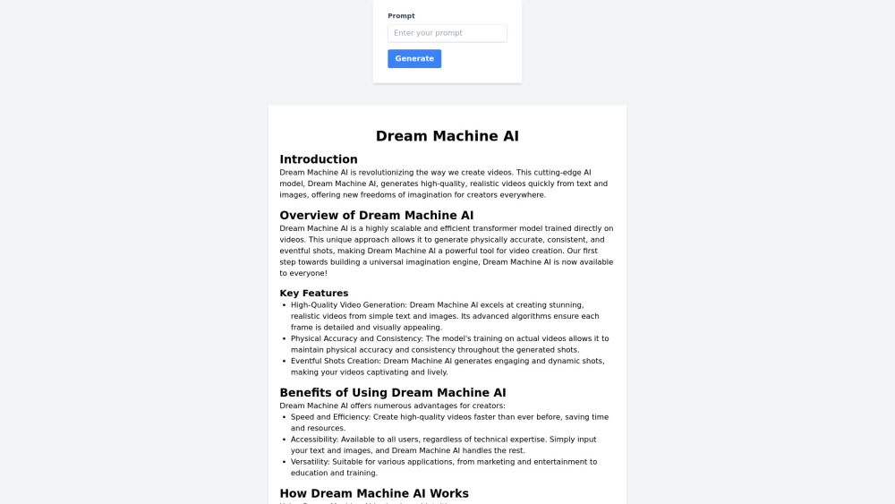 Dream Machine AI: Reviews, Features, Pricing, Guides, and Alternatives