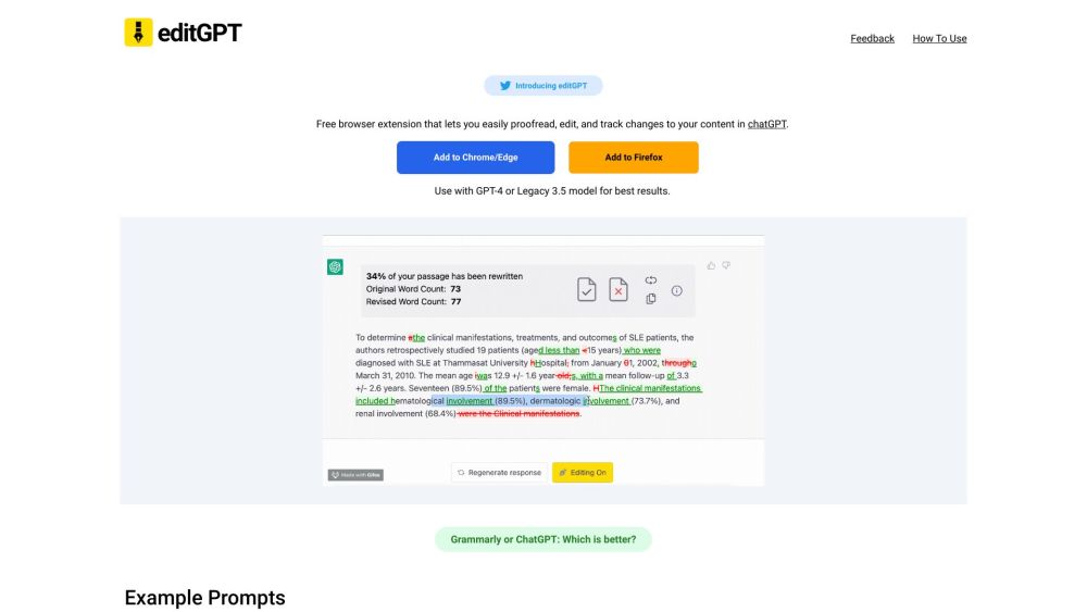editGPT - Proofread, Edit, and Track Changes in chatGPT: Reviews, Features, Pricing, Guides, and ...