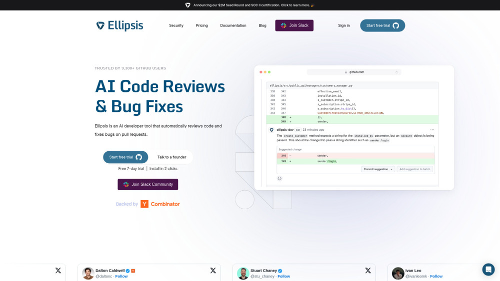 Ellipsis AI Code Reviews & Bug Fixes：評論、功能、價格、指南和替代方案
