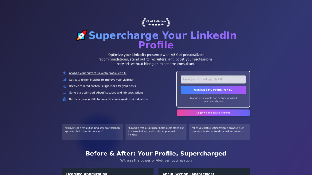 LinkedIn Profile Optimizer: Reviews, Features, Pricing, Guides, and Alternatives
