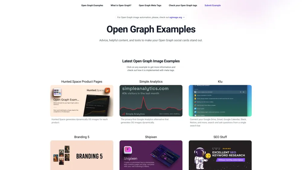 Open Graph Examples: Reviews, Features, Pricing, Guides, and Alternatives